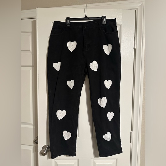 SHEIN | Jeans | Heart Patterned Black Jeans | Poshmark